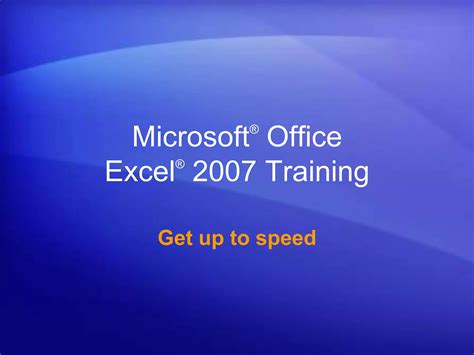 01 Microsoft Excel 2007 Introduction Ppt