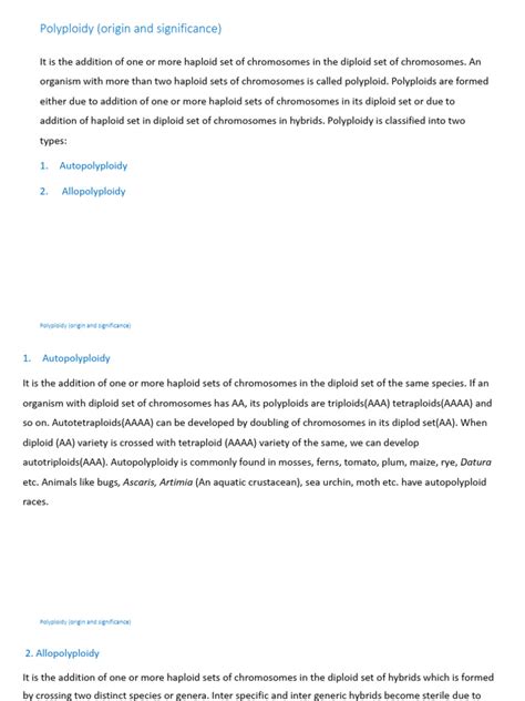Polyploidy Origin And Significance Pdf Ploidy Wheat