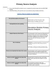 Copy Of Primary Source Analysis Worksheet Docx Primary Source Analysis Directions As You