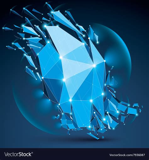 Abstract Low Poly Wrecked Object With White Dotted