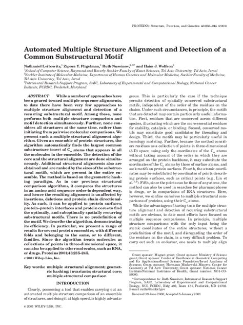 Pdf Automated Multiple Structure Alignment And Detection Of A Common Substructural Motif