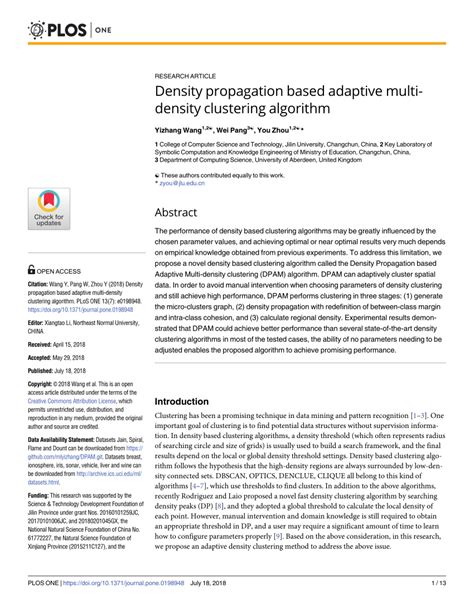 Pdf Density Propagation Based Adaptive Multi Density Clustering Algorithm