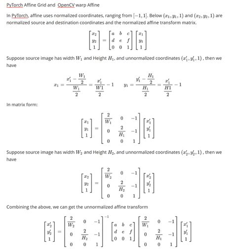 affine transformation matrix paramters conversion vision pytorch forums