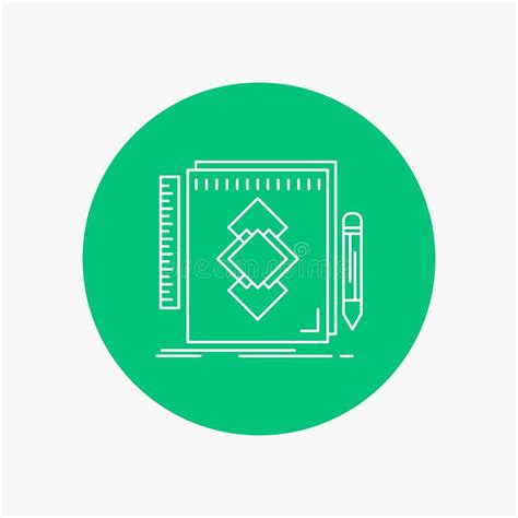 Design Tool Identity Draw Development White Line Icon In Circle Background Vector Icon
