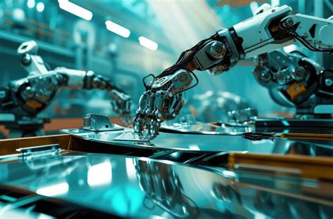 Premium Photo Robotic Arms Assembling Components In Hightech Factory