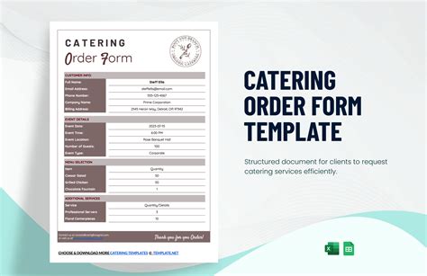 Catering Order Form Template In Excel Google Sheets Download