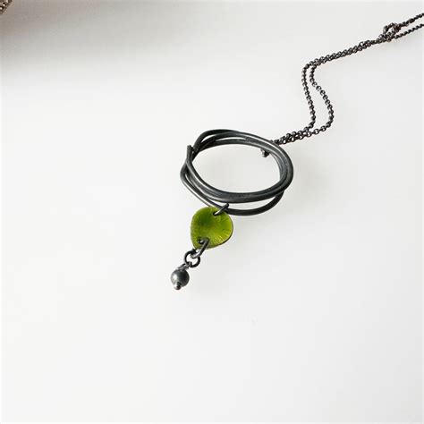 Oxidised Silver Pendant Enamel Geometric Jewellery Maisyplum