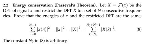 Energy Conservation Parseval S Theorem Let Chegg