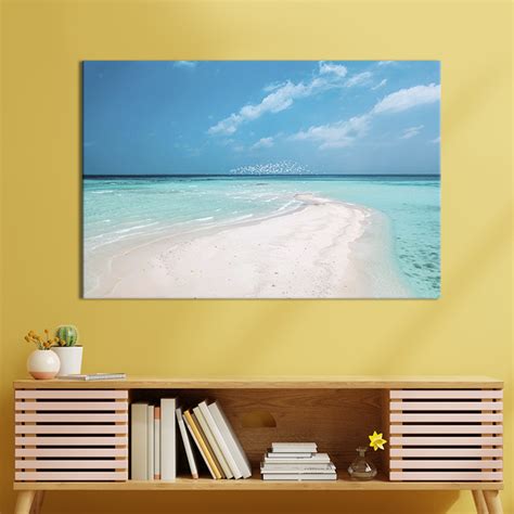 Настінний декор картина на полотні для інтерєру у спальню Лазурний морський пейзаж 51x34 см