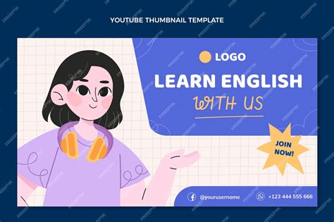 Free Vector Flat Design English Lessons Youtube Thumbnail