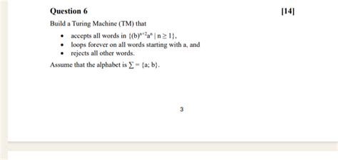 Solved Question 6 14 Build A Turing Machine Tm