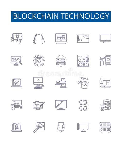 Blockchain Technology Line Icons Signs Set Design Collection Of