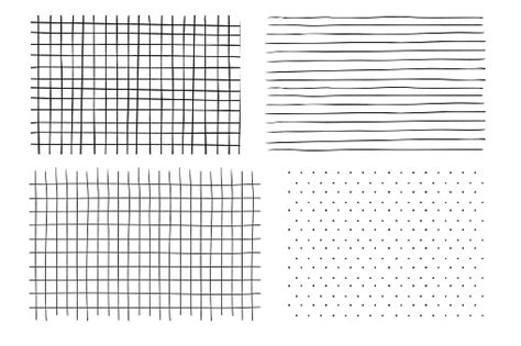 그리드 사각형 손으로 그린 질감 선 노트북 그리드 및 줄무늬 패턴 낙서 기하학적 그물 분필 또는 크레용 획을 설정합니다 벡터 일러스트 레이 션 0명에 대한 스톡 벡터 아트