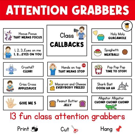Class Callbacks Classroom Posters Teacher Printables Attention