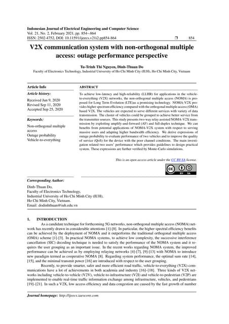 V2x Communication System With Non Orthogonal Multiple Access Outage