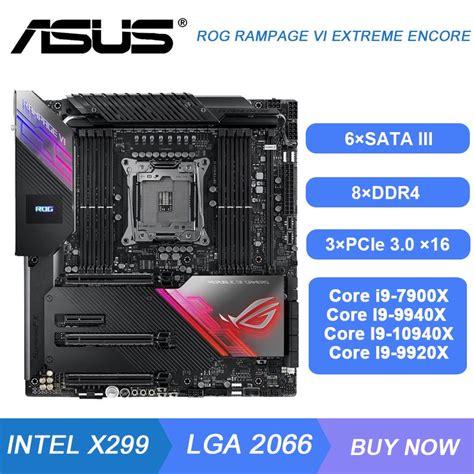 Jual Preorder X299 Asus Rog Rampage Vi Extreme Encore Motherboard Lga 2066 Ddr4 X299 256gb Pci E