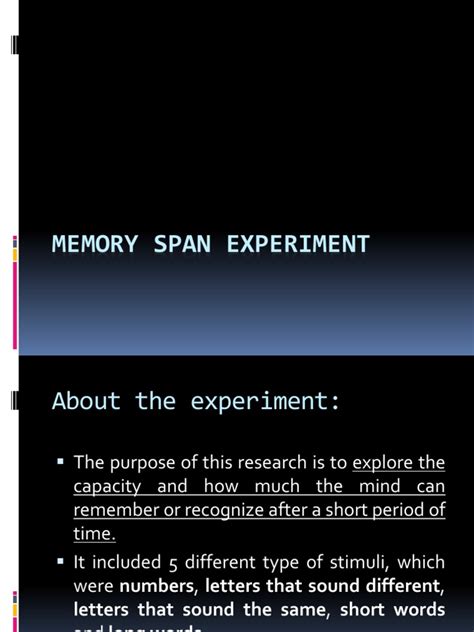 memory span experiment pdf experiment limbic system