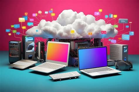 Premium Photo Concepts Cloud Computing Devices In Color Background