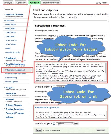 feedburner email subscription for weebly blog webnots