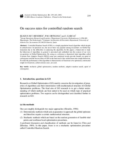 Pdf On Success Rates For Controlled Random Search