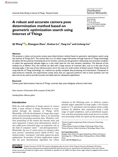Pdf A Robust And Accurate Camera Pose Determination Method Based On Geometric Optimization