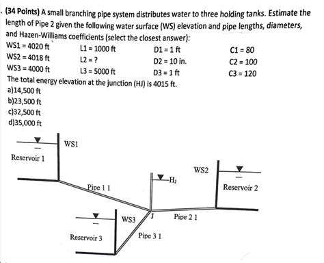 34 Points A Small Branching Pipe System Distributes