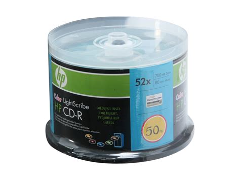 Hp 700mb 52x Cd R Lightscribe 50 Packs Colorful Disc Model 10078