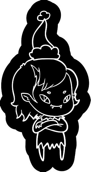 산타 모자를 쓴 친절한 뱀파이어 소녀의 기발한 만화 아이콘 0명에 대한 스톡 벡터 아트 및 기타 이미지 0명 귀여운 낙서 드로잉 Istock