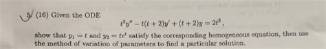 Solved Given The ODE T Yt T Y T Y T Show Chegg