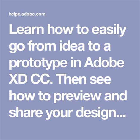Adobe Xd Cc From Idea To Prototype
