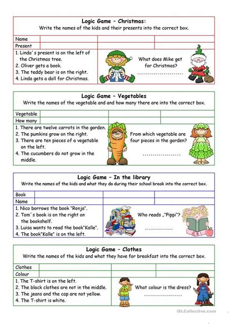 Logic Games For Young Learners 02 Key English Esl Worksheets For Distance Learning And