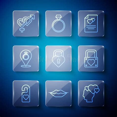 Set Line Please Do Not Disturb Smiling Lips Head With Heart Greeting Card Castle The Shape