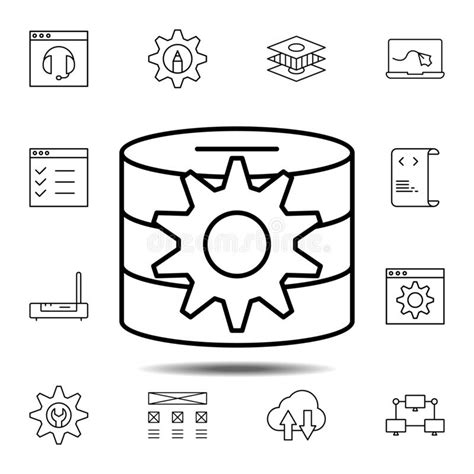 Data Manege Database Setting Icon Simple Thin Line Outline Vector