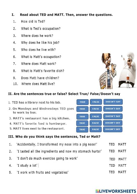 Reading Activity N°1 Interactive Worksheet Live Worksheets