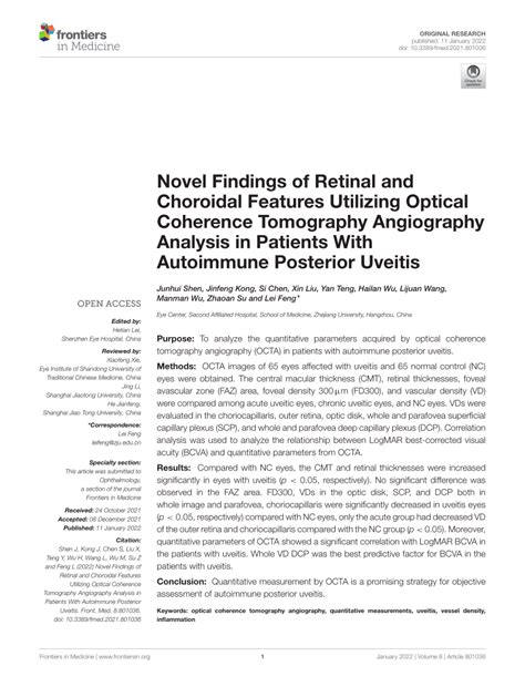 PDF Novel Findings Of Retinal And Choroidal Features Utilizing Optical Coherence Tomography