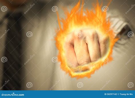 Man Punching With Fist Of Fire Stock Illustration Image 50297142