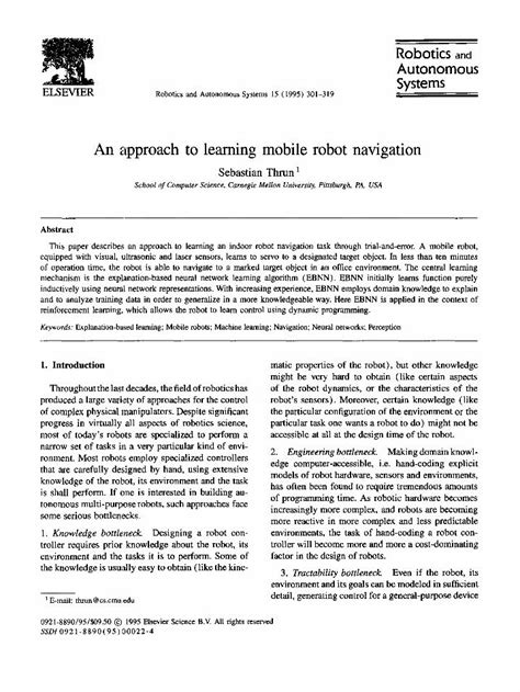 Pdf An Approach To Learning Mobile Robot Navigation Dokumentips