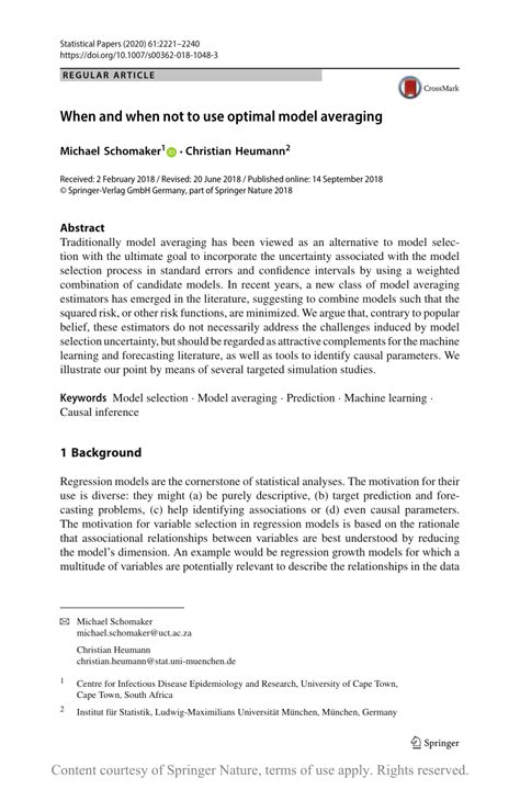 When And When Not To Use Optimal Model Averaging Request PDF