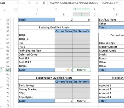 weighted average ignoring blank cells and avoiding the div 0 cell error before sell has value