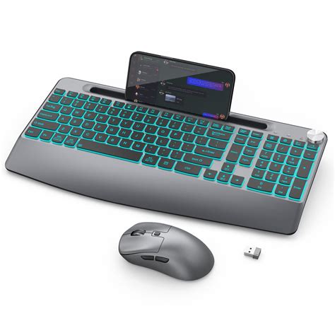 Gamcatz Wireless Backlit Keyboard And Mouse Rechargeable Ergonomic Keyboard Combo Wrist Rest And