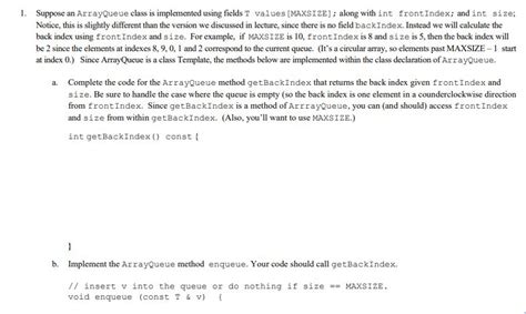 solved 1 suppose an arrayqueue class is implemented using