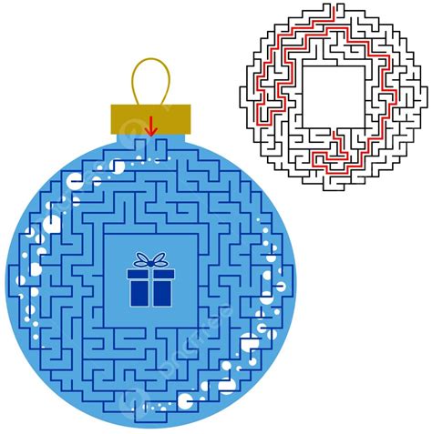 어린이를위한 미로 크리스마스 장난감 게임 어린이를위한 퍼즐 선물 미로 수수께끼 평면 벡터 일러스트 레이 션 답변 흰색 배경에 고립의 경로 찾기 어린이를위한 퍼즐 미로 색상