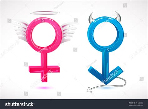 Stock Vektor „illustration Angel Female Symbol Devil Male“ Bez