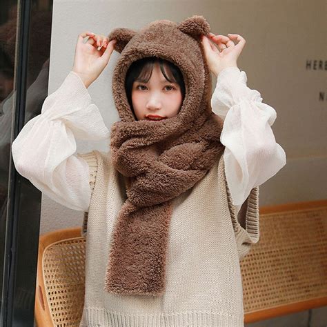 곰돌이 후드 목도리 후드형머플러 뽀글이목도리 홈플러스 택배배송