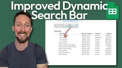 Google Sheets And Excel A Better Dynamic Search Bar YouTube