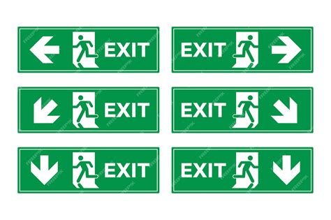 Premium Vector Exit Sign Set Or Emergency Exit Sign Set And Man