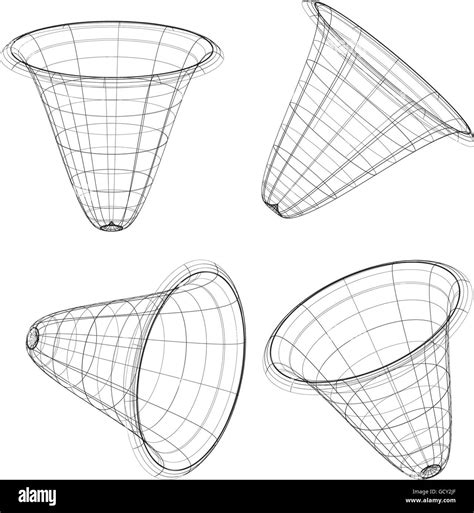 Abstract 3d Wireframe Objects 3d Spatial Shapes Set At 4 Angles