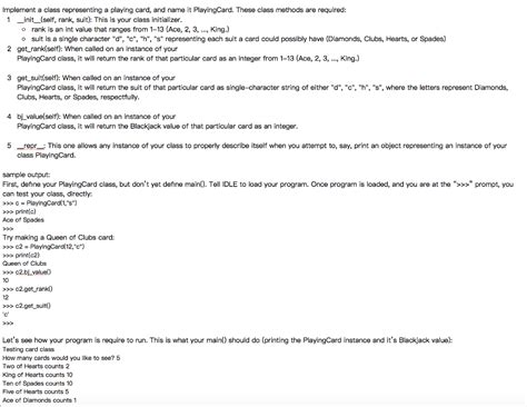 Solved Implement A Class Representing A Playing Card And