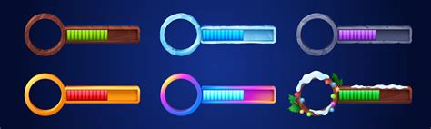 벡터 게임 수명 진행률 표시 줄 Ui 아바타 프레임 여러 층에 대한 스톡 벡터 아트 및 기타 이미지 여러 층 활력 Panellets Istock