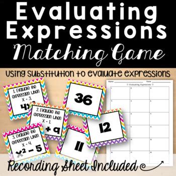 Evaluating Expressions Matching Game By Thriving Teacher Inc Tpt